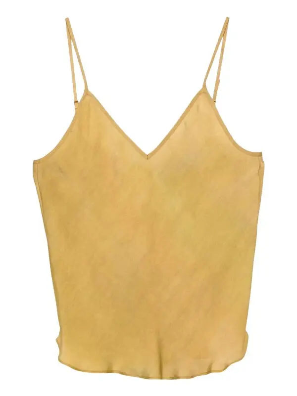 MES DEMOISELLES Silk V-neck Top - Yellow