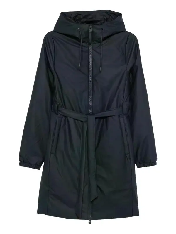 Rains Hooded Belted Coat - Blue