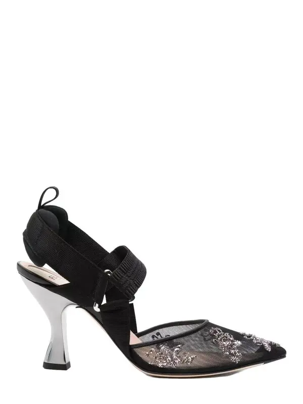 Fendi Colibrì Embellished Slingback Pumps - Black
