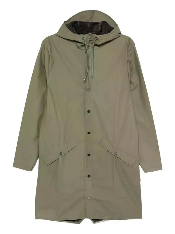 Rains Hooded Buttoned Coat - Green