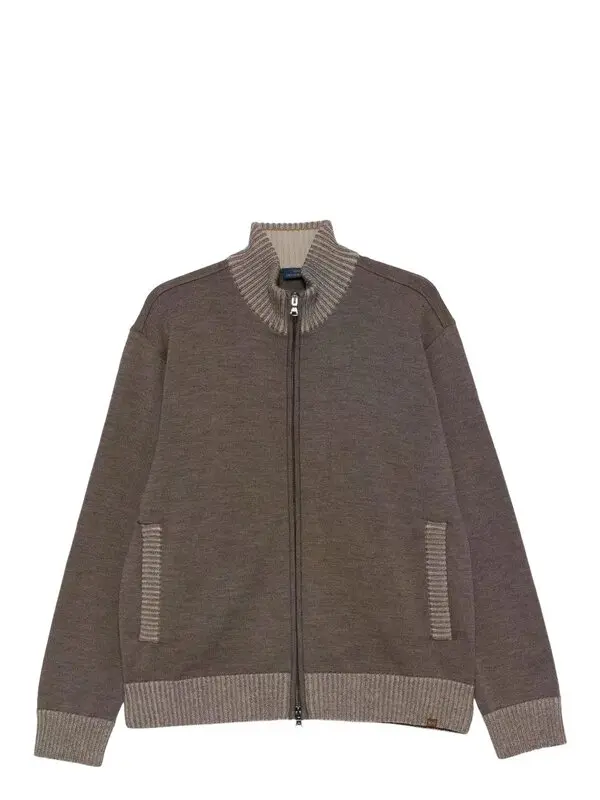 Paul & Shark Ribbed-cuff Zip-up Cardigan - Neutrals