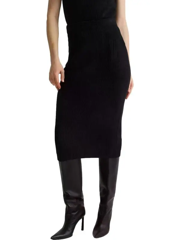 St. John Rib-knit Midi Skirt - Black