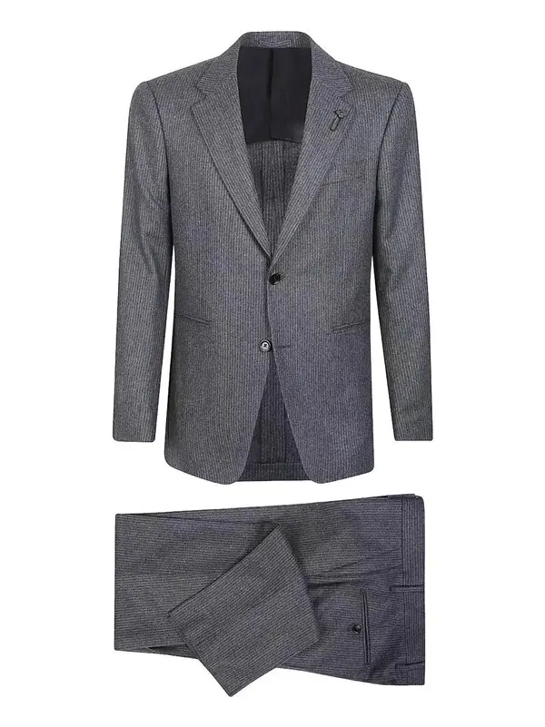 LARDINI Pinstripe Wool Suit - Grey