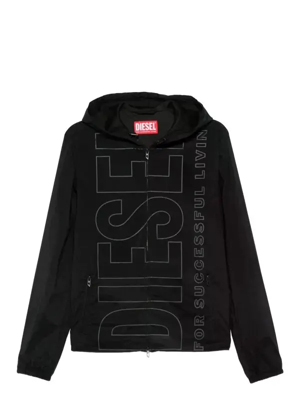 Diesel Logo-print Hooded Jacket - Black