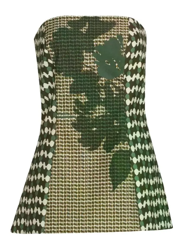 Silvia Tcherassi Astor Printed Strapless Top - Green