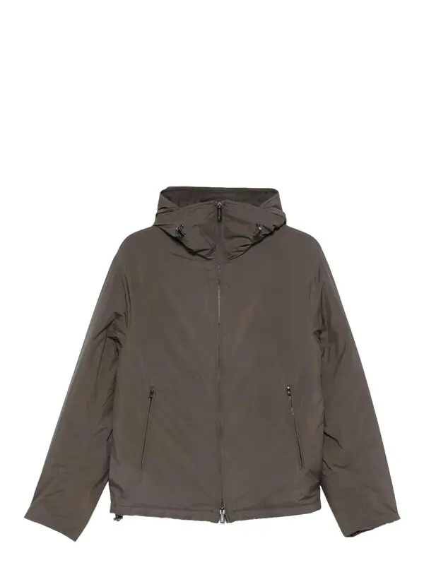 Emporio Armani Hooded Zip-front Jacket - Brown
