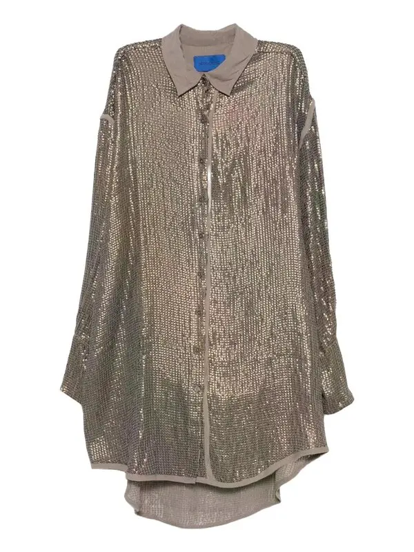 MES DEMOISELLES Sequin-embellished Long-sleeve Shirt - Brown