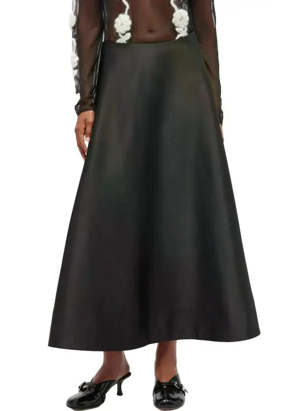 GANNI Satin-effect Maxi Skirt - Black