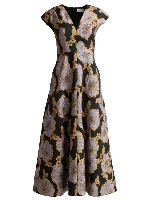 St. John Floral-jacquard Maxi Dress - Black