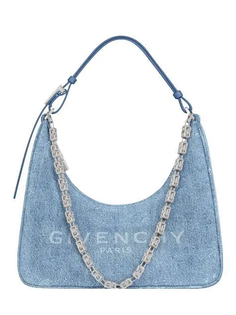 Givenchy Small Moon Cut Out Denim Shoulder Bag With Chain - Medium Blue