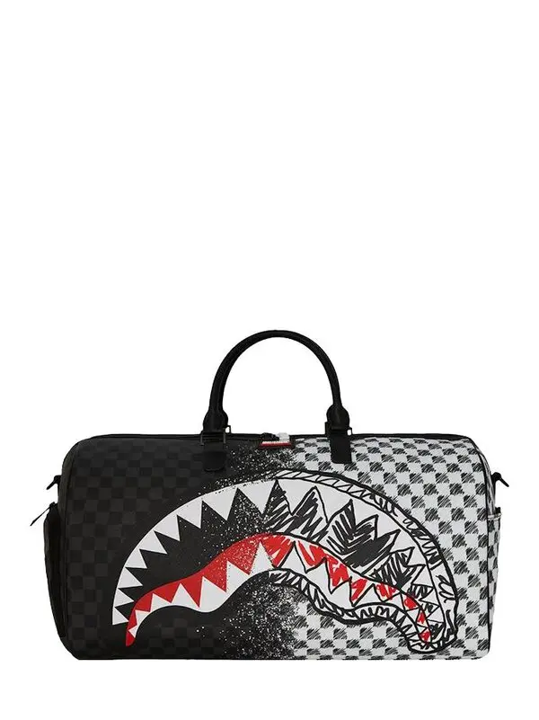 SPRAYGROUND Scribble Dribble Check Duffle Bag - Black/white