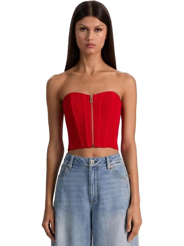 Alice + Olivia Tasha Zip Front Corset - Denim
