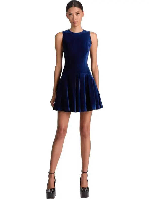 Alice + Olivia Adley Velvet Mini Dress - Blue