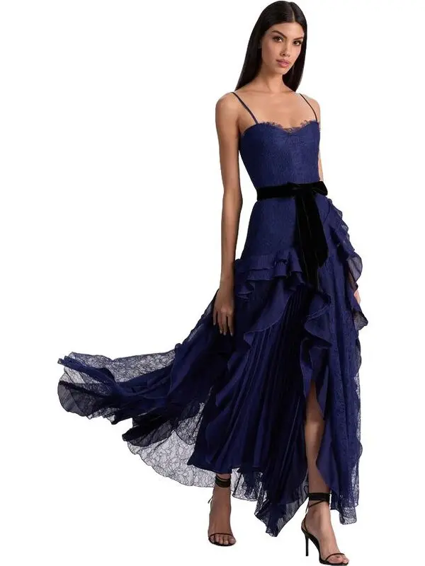Alice + Olivia Milla Lace Maxi Dress - Navy