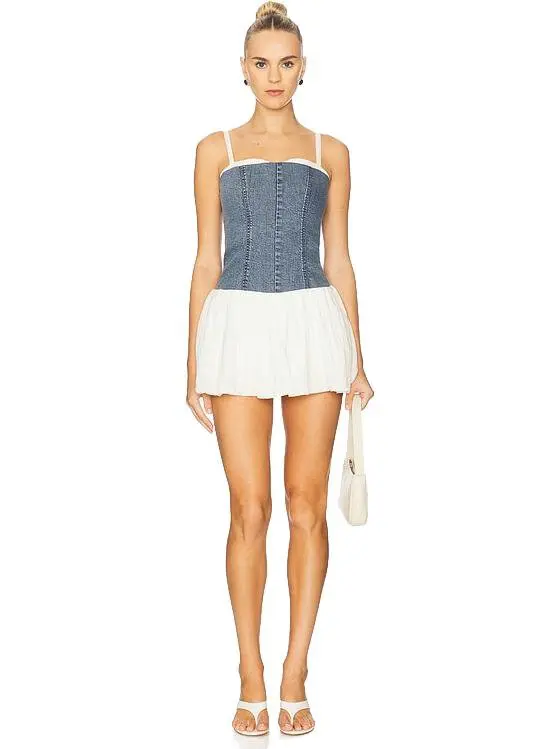 Show Me Your Mumu Tiffany Skort Dress - Denim With Cream