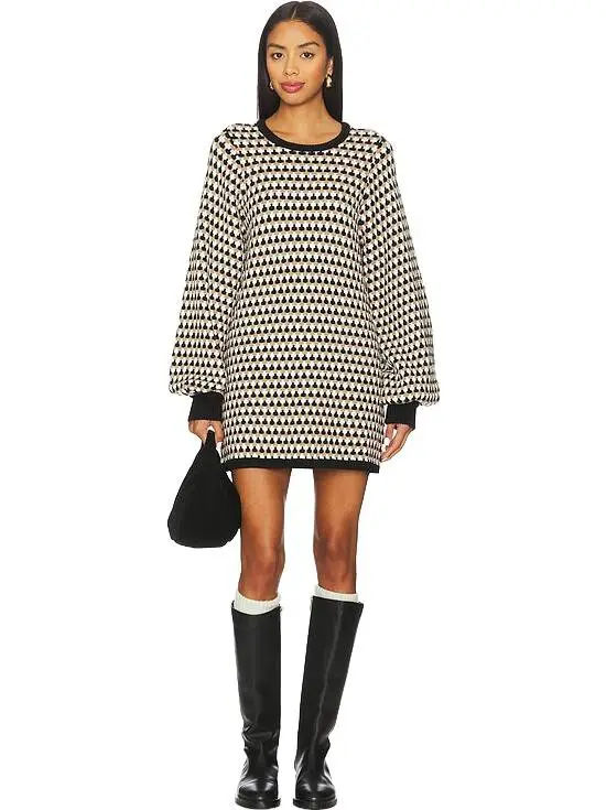 Show Me Your Mumu Marion Sweater Dress In Black - Black Geo Knit