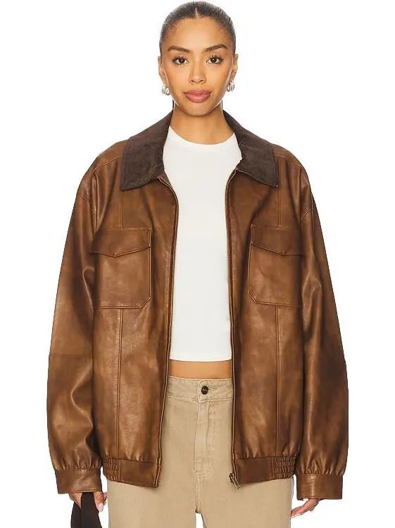 Show Me Your Mumu Maverick Bomber Jacket - Chestnut Brown