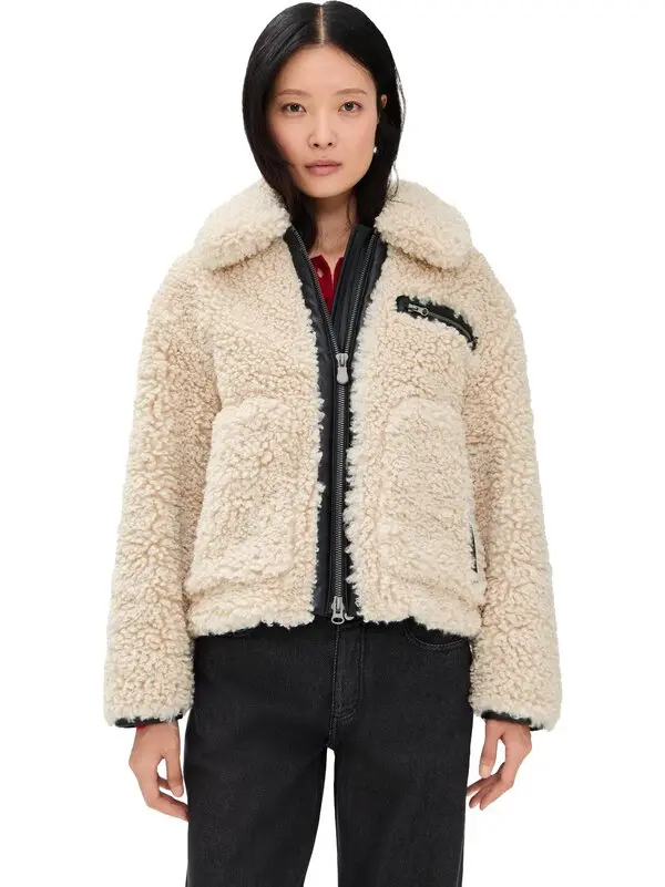 SAVE THE DUCK Hester Faux Shearling Jacket - Shore Beige