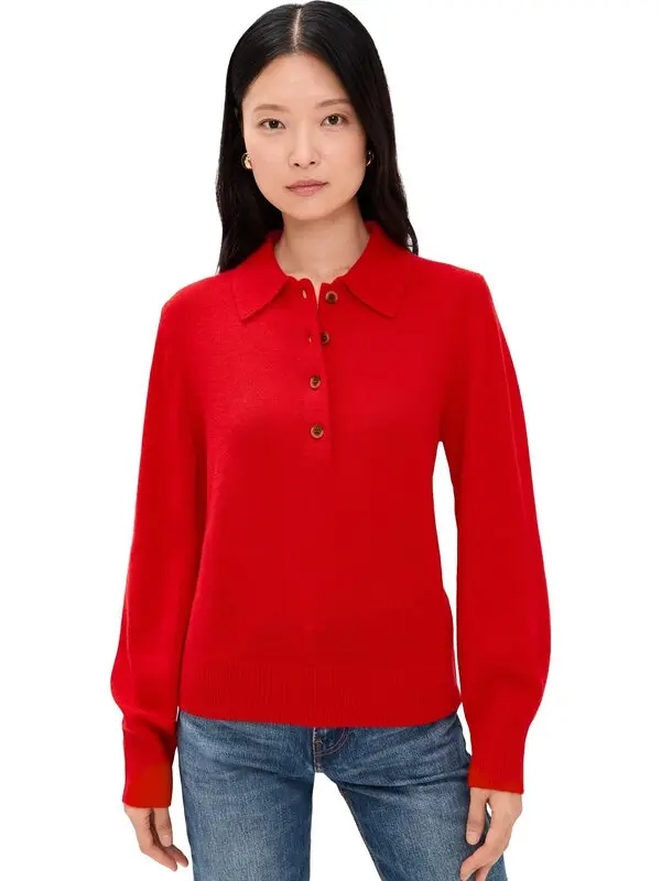 Sold Out NYC Cashmere Blend Polo - Cherry