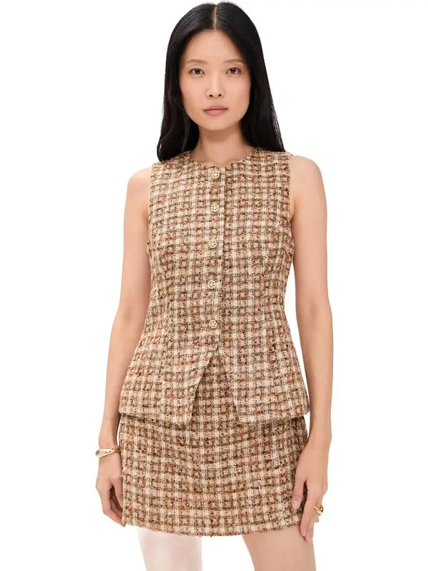 Astr The Label Dilone Tweed Mini Dress - Brown Multi