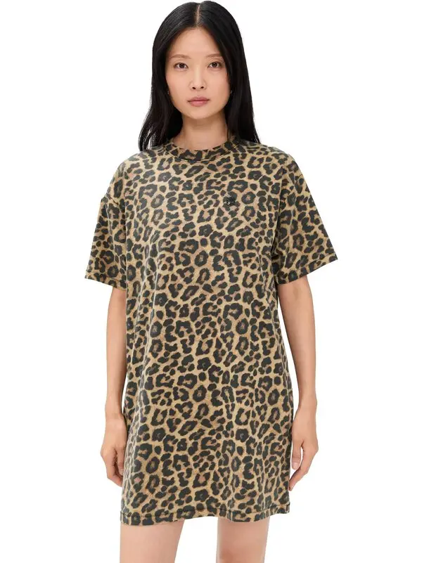 ANINE BING Beth Mini Dress - Black And Brown Leopard