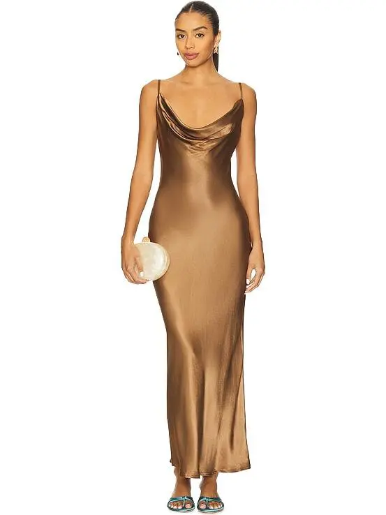 SNDYS Skin Maxi Dress In Metallic - Bronze