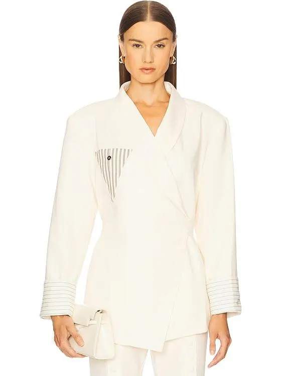 Yllw Novela Linen Blazer - White