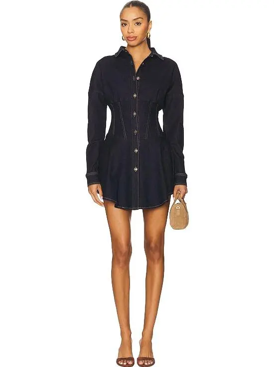 OW Ella Denim Shirt Dress - Dark Wash