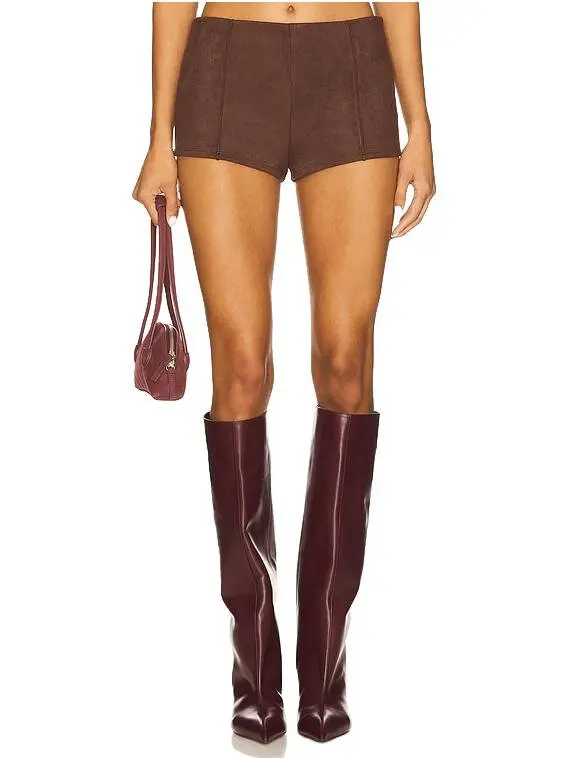 Superdown Faux Suede Shorts - Dark Brown