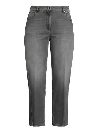 Peserico Tapered Jeans With Leather Trims - Grey