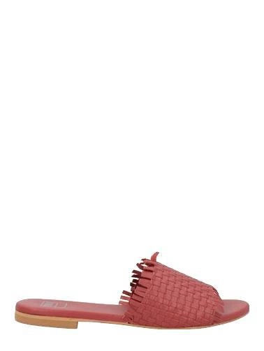 Fedeli Leather Slide Sandals - Brick