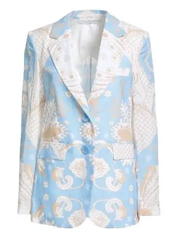 HERZENSANGELEGENHEIT Floral-print Single-breasted Blazer - Blue