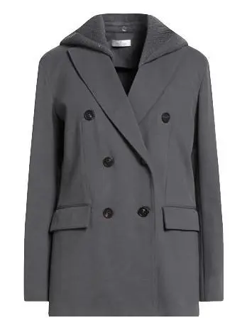 PANICALE Double-breasted Blazer With Detachable Hood - Grey