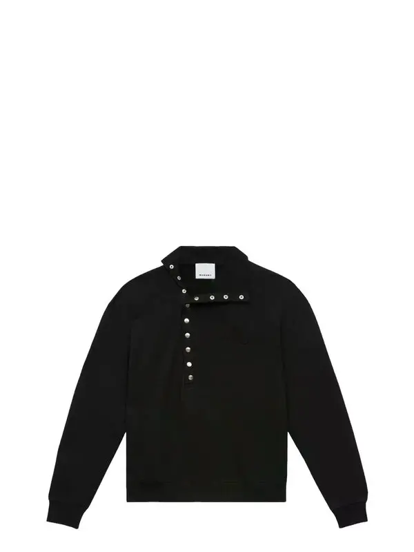 MARANT Marcos High-neck Buttoned Sweatshirt - Black