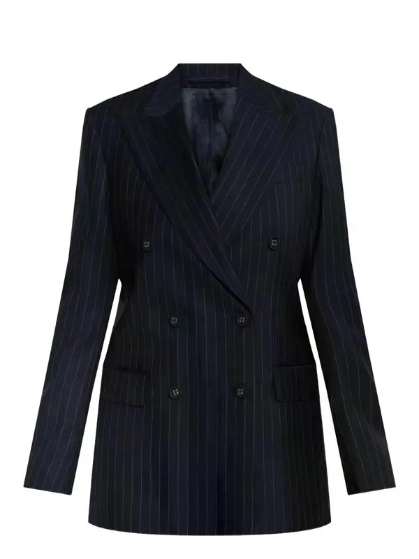 Officine Générale Pinstripe Double-breasted Jacket - Blue