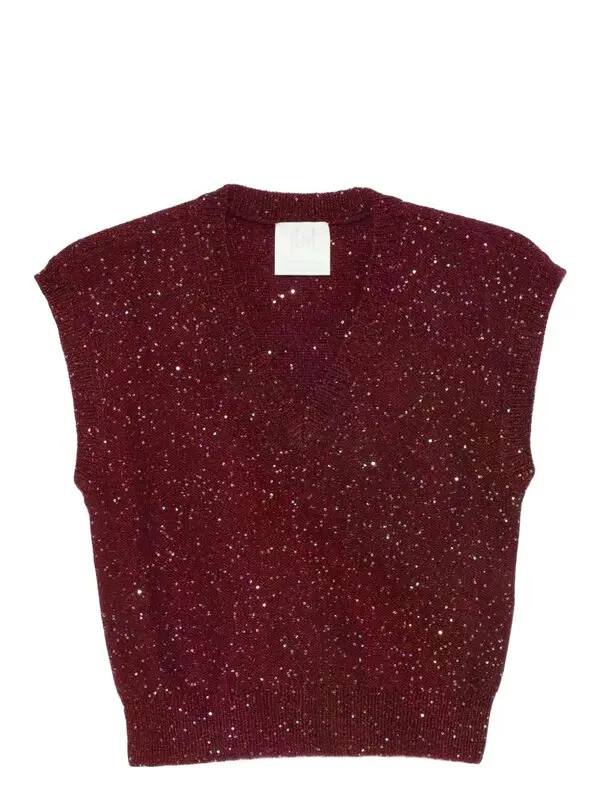 Marella Glitter-embellished Knit Top - Red