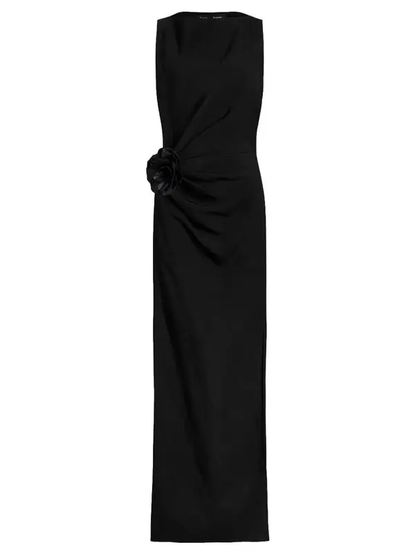 Proenza Schouler Flower-embellished Draped Dress - Black