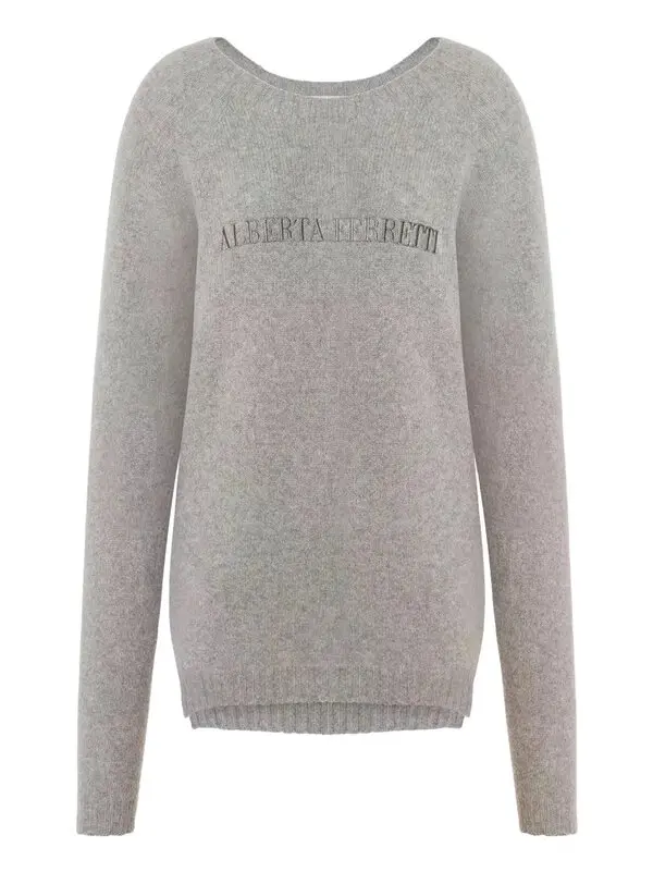 Alberta Ferretti Logo-embroidered Sweater - Grey