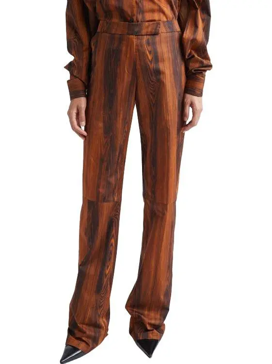 JULIE KEGELS Po Wood Print Straight-leg Pants - Light Brown