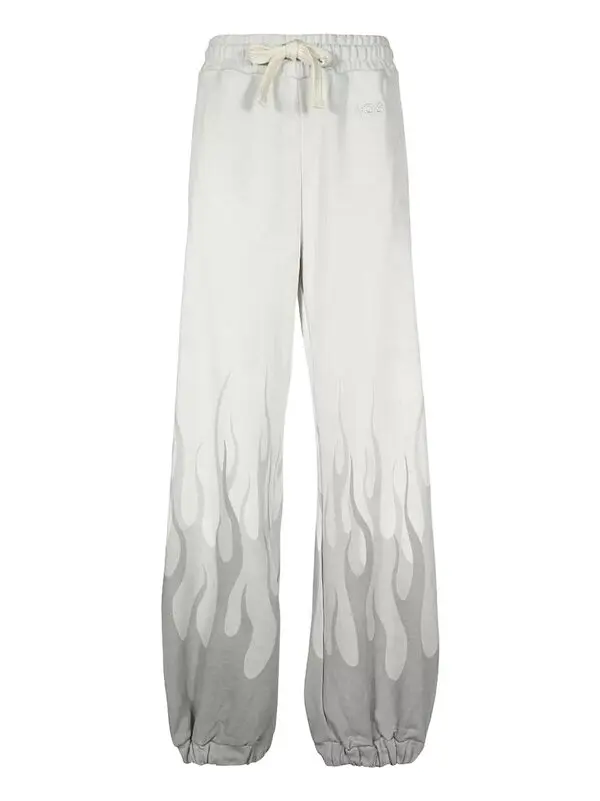 VISION OF SUPER Flame-print Drawstring Trousers - Grey