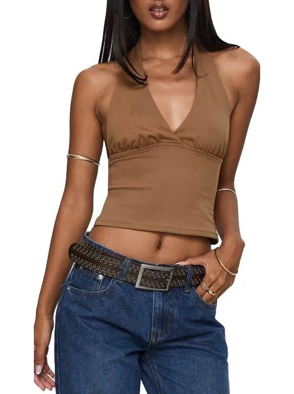 Princess Polly Whimsy Halter Top - Chocolate