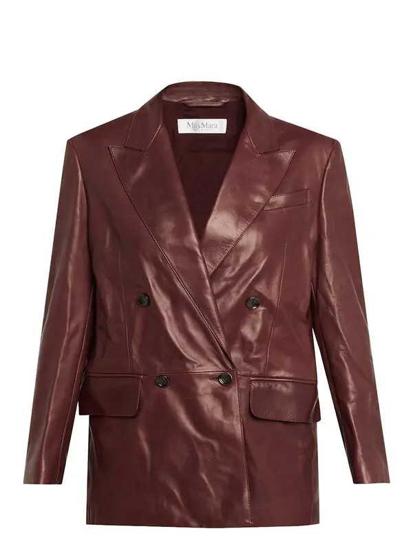 Max Mara Duse Leather Double-breasted Jacket - Red