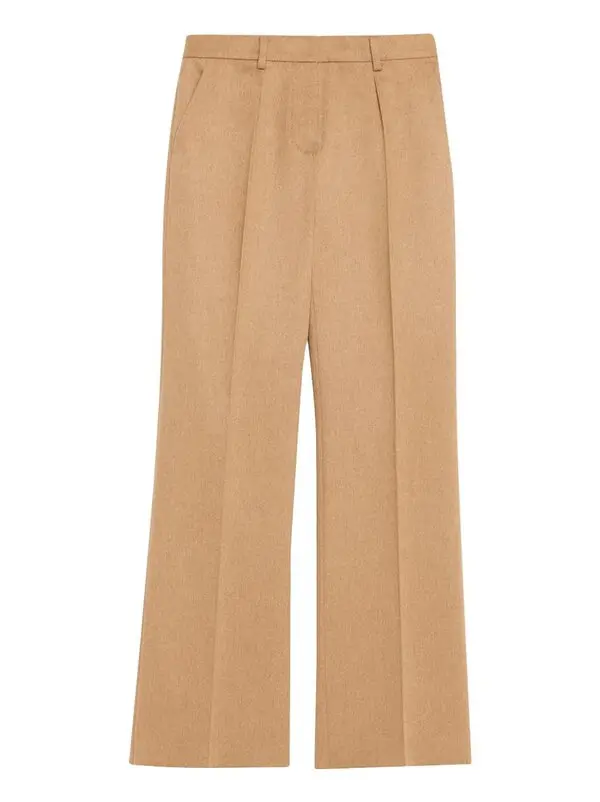 Max Mara Carbone Pleated Wool Trousers - Camel