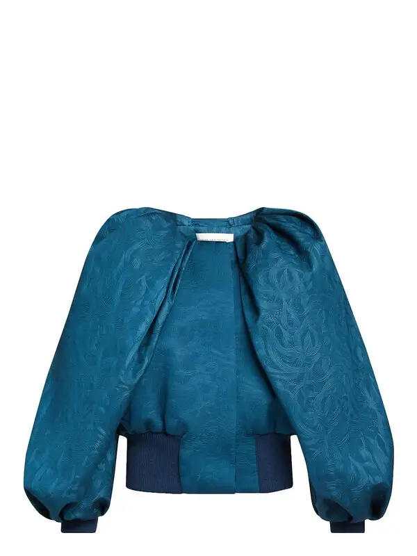 Dries Van Noten Virginny Voluminous Jacquard Bomber Jacket - Turquoise