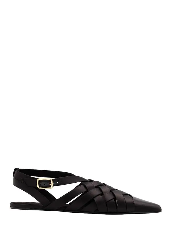 Loro Piana Silene Satin Slingback Ballerinas - Black