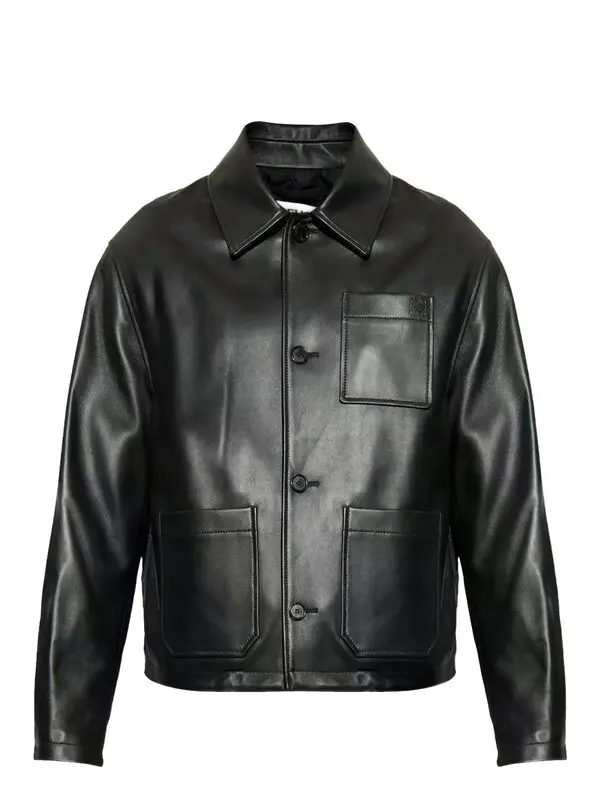 Loewe Button-fastening Leather Jacket - Black