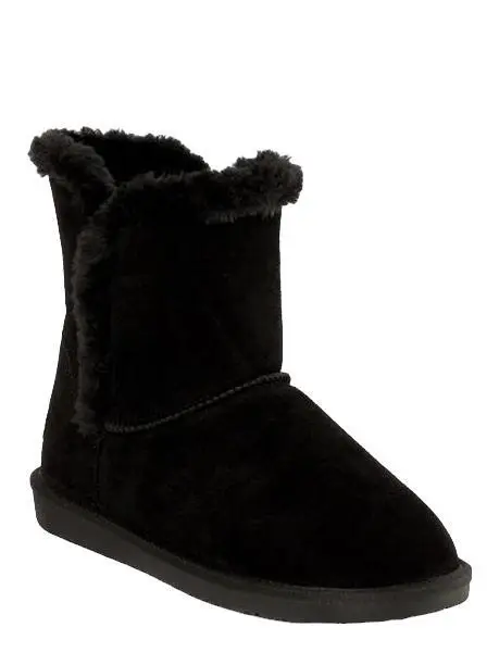 Minnetonka Milltown Water Resistant Faux Fur Bootie - Black