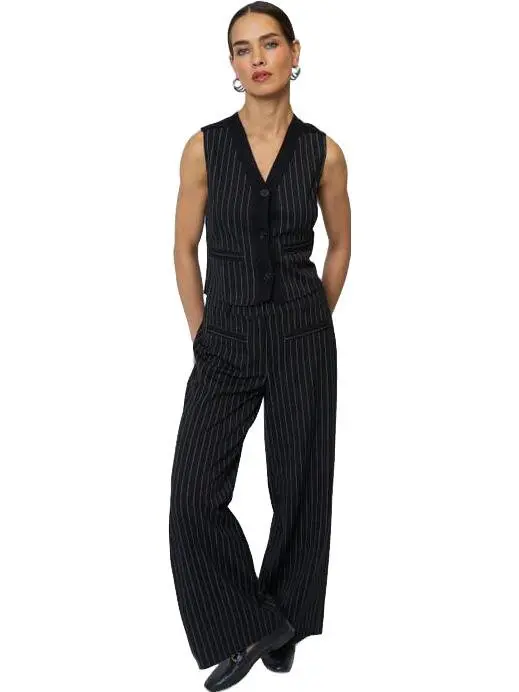 Central Park West Astrid Pinstripe Vest - Black