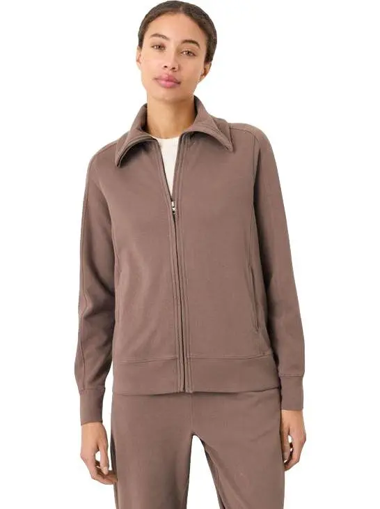 PACT Organic Cotton Cloudknit Zip Jacket - Deep Taupe