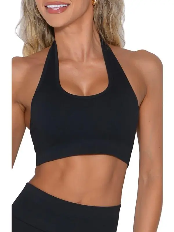 BOMBSHELL SPORTSWEAR Rib Backless Bra - Black